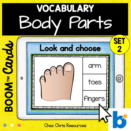 Les parties du corps en anglais avec les boom cards: choisis le bon mot!