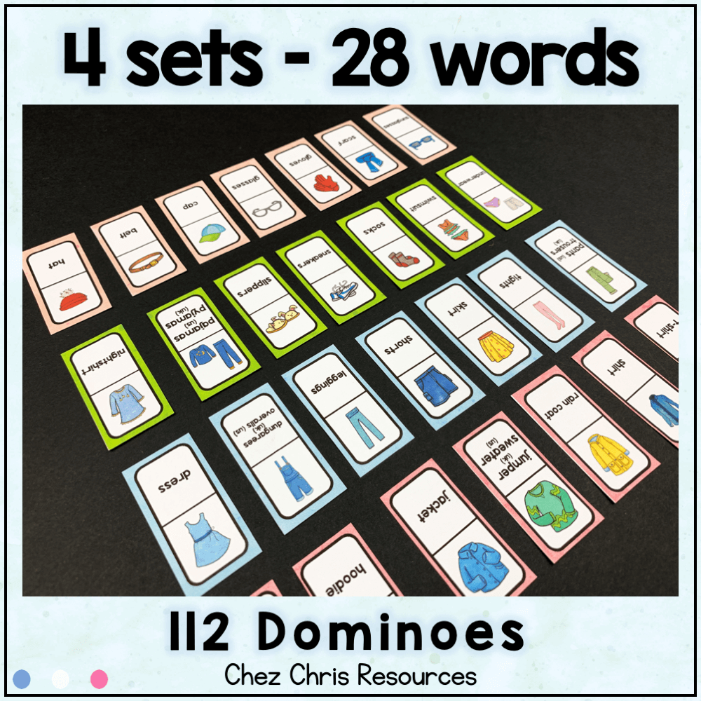 112 Dominos: Vocabulaire des vêtements en anglais