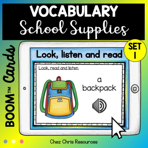 Les fournitures scolaires en anglais (boom cards) – Lien image ...